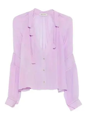 Alberta Ferretti Tie-neck Long-sleeve Shirt - Purple