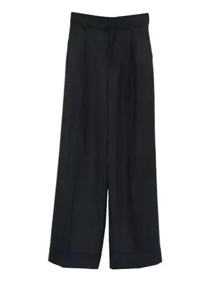 Alberta Ferretti Pleated Trousers With Cuffed Hem - Blue