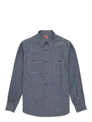FORTELA Otero Patch-pocket Chambray Shirt - Blue