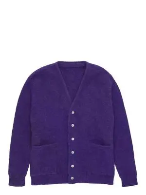 FORTELA Pocket Button Cardigan - Purple