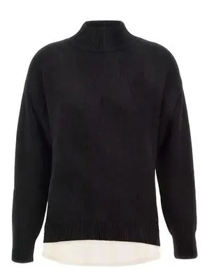 KAOS Colourblock High Neck Sweater - Black