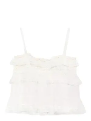 Alberta Ferretti Lace Ruffled Top - White