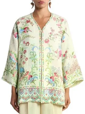 Etro Flora Fauna-Motif Jacket Neutrals