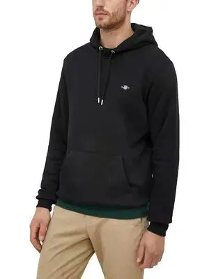 Gant Shield Logo-embroidered Hoodie - Black