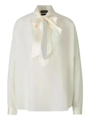 TOM FORD Long-Sleeve Blouse Neutrals