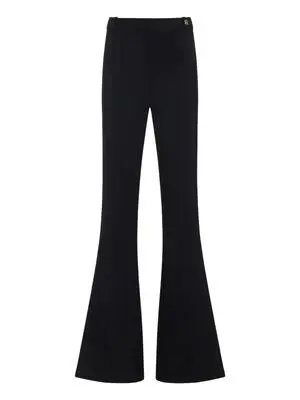 Elisabetta Franchi Flare Leg Trousers With Trim - Black