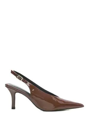 Patrizia Pepe Leather Heeled Slingback Pumps - Brown