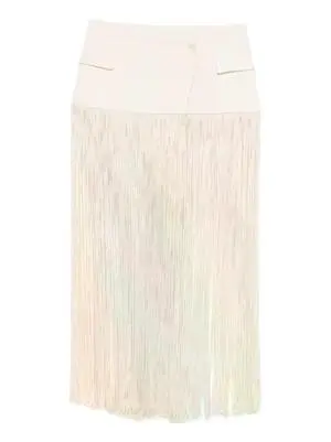 Patrizia Pepe Fabric Fringe Wrap Belt - Neutrals