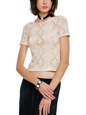 Anna Sui Victorian Lace Combo T-shirt - Ivory