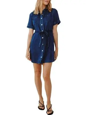 Bella Dahl Short Sleeve Denim Shirt Dress - Horizon Blue Wash