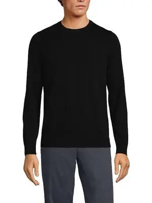 LANDS' END Fine Gauge Cotton Crew Neck Sweater Black