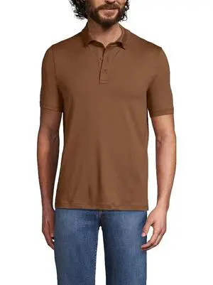 LANDS' END Tall Short Sleeve Cooling Performance Polo Maple Toffee