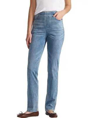 LANDS' END Starfish High Rise Knit Denim Straight Jeans - Light Brook