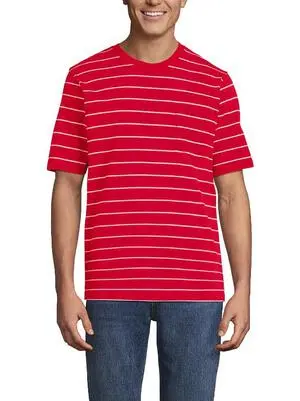 LANDS' END Super-t Short Sleeve T-shirt With Pocket - Compass Red/white Stripe