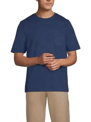 LANDS' END Super-t Short Sleeve T-shirt With Pocket - Nautical Blue Heather