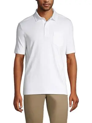 LANDS' END Short Sleeve Cotton Supima Polo Shirt With Pocket White