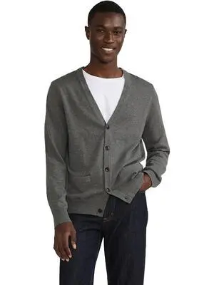 LANDS' END Fine Gauge Cotton Cardigan Charcoal Heather