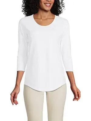 LANDS' END 3/4 Sleeve Lightweight Jersey U-Neck Tunic