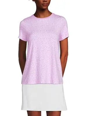 LANDS' END Power Performance Crewneck Tee Wild Lilac Phlox Floral