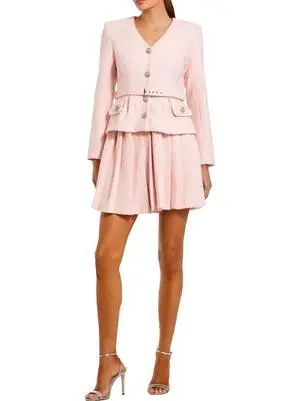 Mac Duggal Bouclé Mini Dress With Buttons - Blush