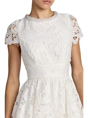Mac Duggal Lace Embellished A-line Midi Dress - Ivory