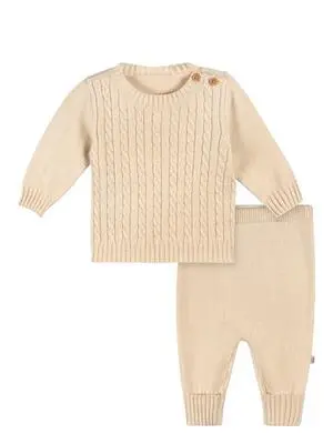 JUST BORN Cable Knit Sweater Set - Tan