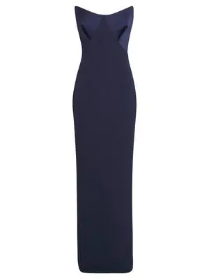Safiyaa Crepe Strapless Gown - Navy