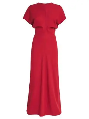 TOTEME Wool Slouch-Waist Midi Dress Red