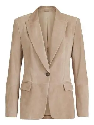 Brunello Cucinelli Suede Blazer With Monili Detailing - Brown
