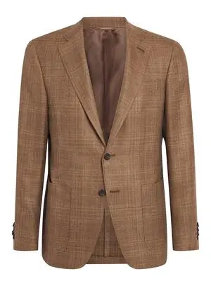 Canali Wool-silk-linen Check Blazer - Brown