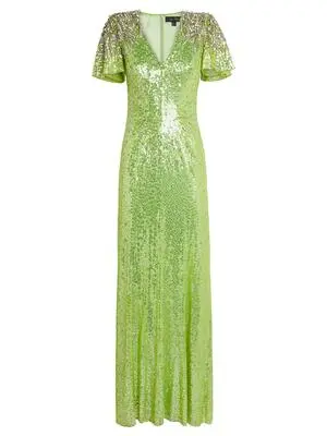 JENNY PACKHAM Sequin V-Neck Manon Gown