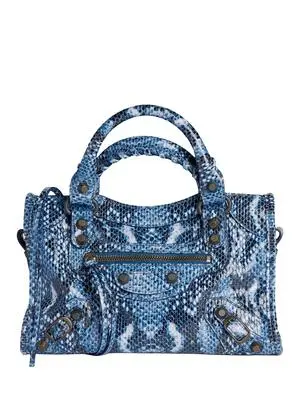 Balenciaga Mini Python-embossed Le City Top-handle Bag - Blue