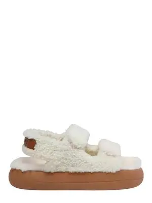 Moon Boot Shearling Platform Sandals - White