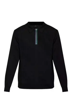 Paul Smith Zip Polo Shirt - Black