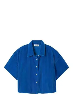 American Vintage Corduroy Short-sleeve Shirt - Blue
