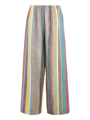 Staud Striped Linen Trousers - Neutrals