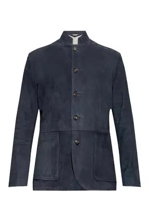 Eleventy Button Lambskin Jacket - Blue