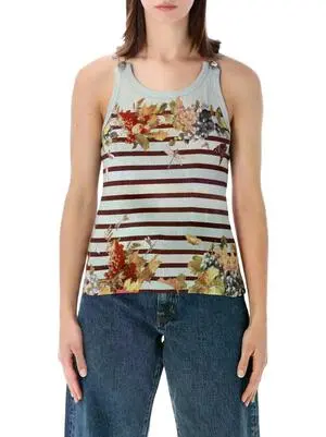 JEAN PAUL GAULTIER Ribbed Floral Tank Top - Blue