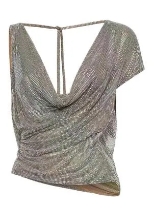 Giuseppe Di Morabito Draped Crystal Embellished Top - Silver