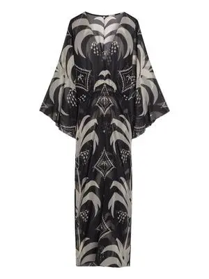 Johanna Ortiz Patterned Georgette Maxi Kaftan - Black