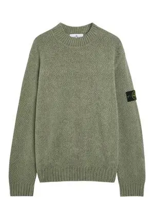 Stone Island Logo Cotton Jumper - Sage