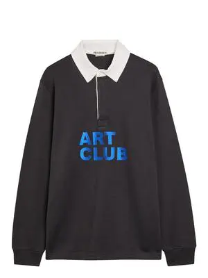 JW Anderson Art Club Embroidered Cotton Polo Shirt - Black