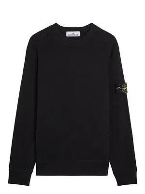 Stone Island Waffle Knit Cotton Jumper - Black