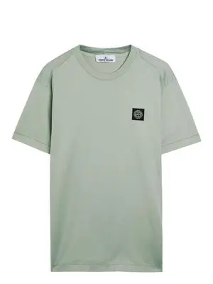 Stone Island Logo-appliquéd Cotton T-shirt - Sage