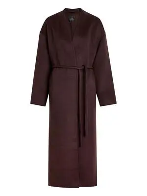 ANINE BING Hunter Belted Wool And Cashmere-blend Coat - Dark Brown