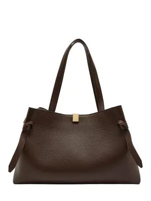 Yuzefi Gyoza Grained Leather Tote Bag - Dark Brown