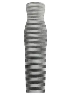 Herve Leger Striped Strapless Dress - Grey
