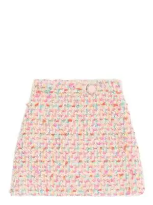 Valentino Garavani Tweed Skirt With Jewel Button - Multicolour