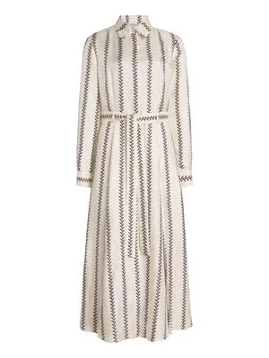 Gabriela Hearst Galway Maxi Shirtdress In Printed Silk Twill - Ivory Multi