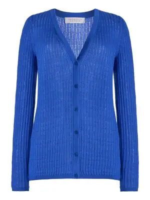 Gabriela Hearst Emma Pointelle Knit Cardigan - Sapphire
